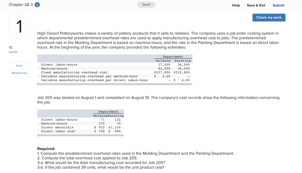 Solved Chapter 2& 3 Saved Help Save & Exit Submit Check my | Chegg.com
