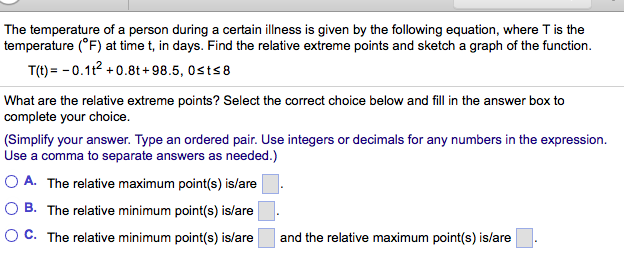 Solved The temperature of a person during a certain illness | Chegg.com