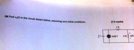 Solved Find v0(t) in the circuit shown below, assuming zero | Chegg.com