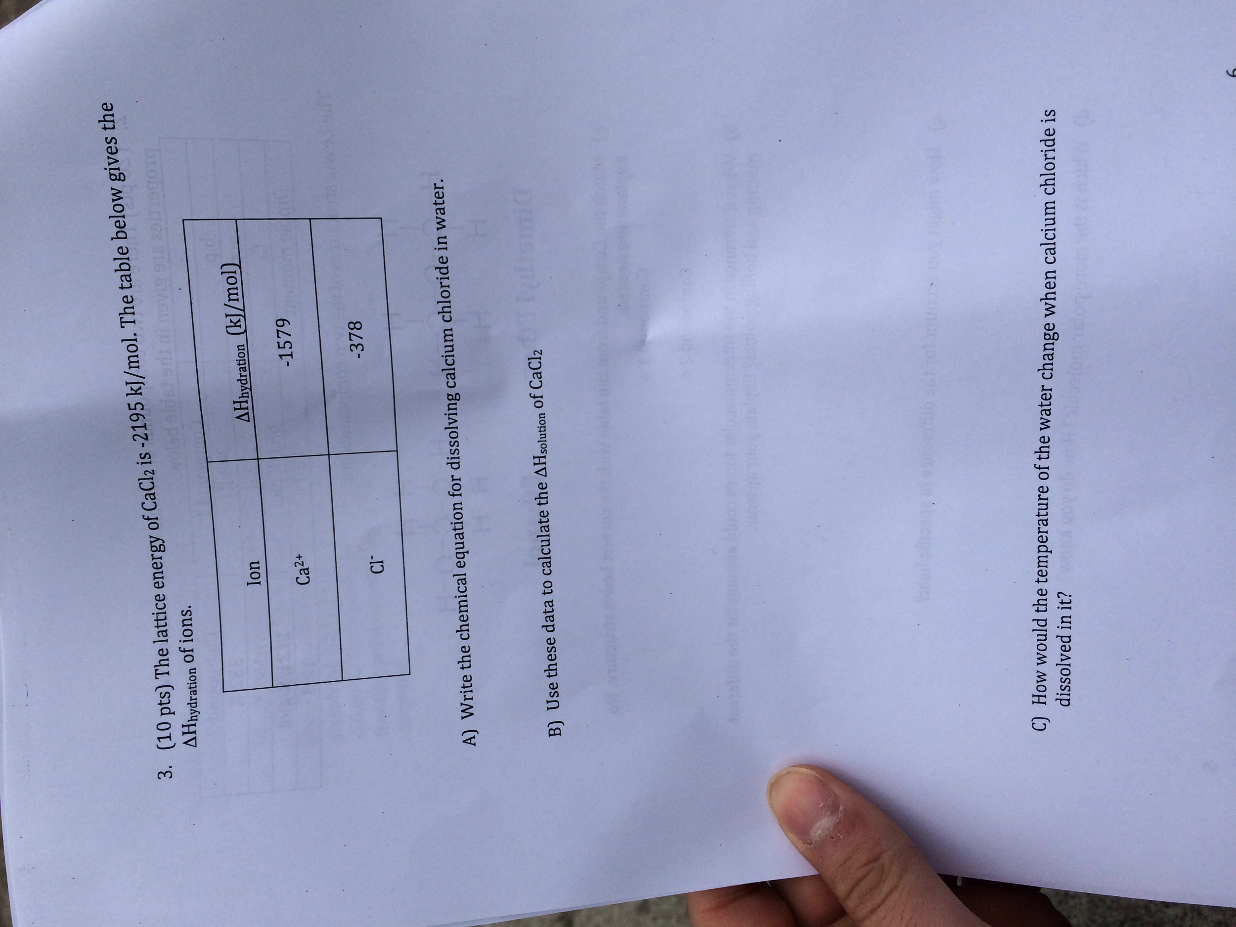 Solved The lattice energy of CaCl2 is -2195 kJ/mol. The | Chegg.com