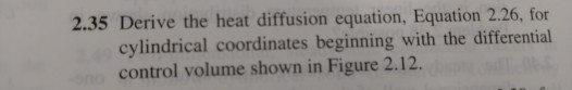 2.35 Derive the heat diffusion equation, Equation | Chegg.com