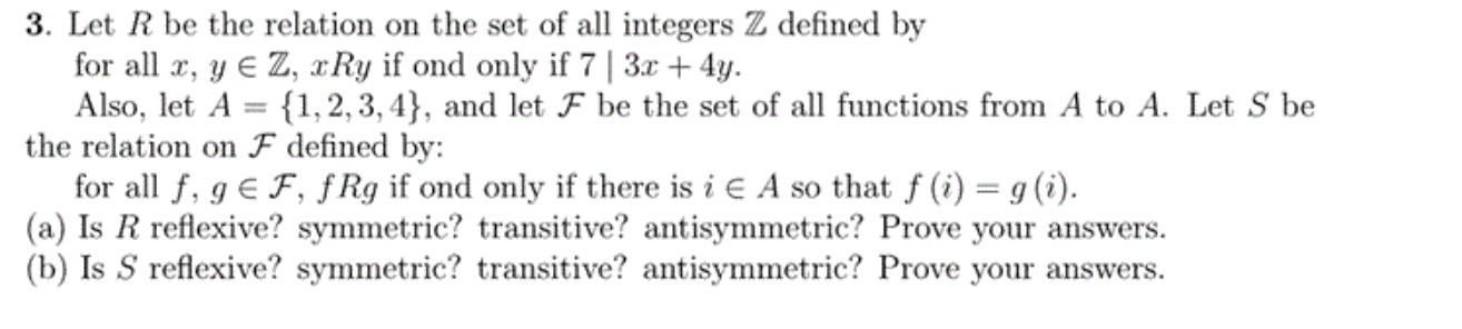 Solved Let R Be The Relation On The Set Of All Integers Z 