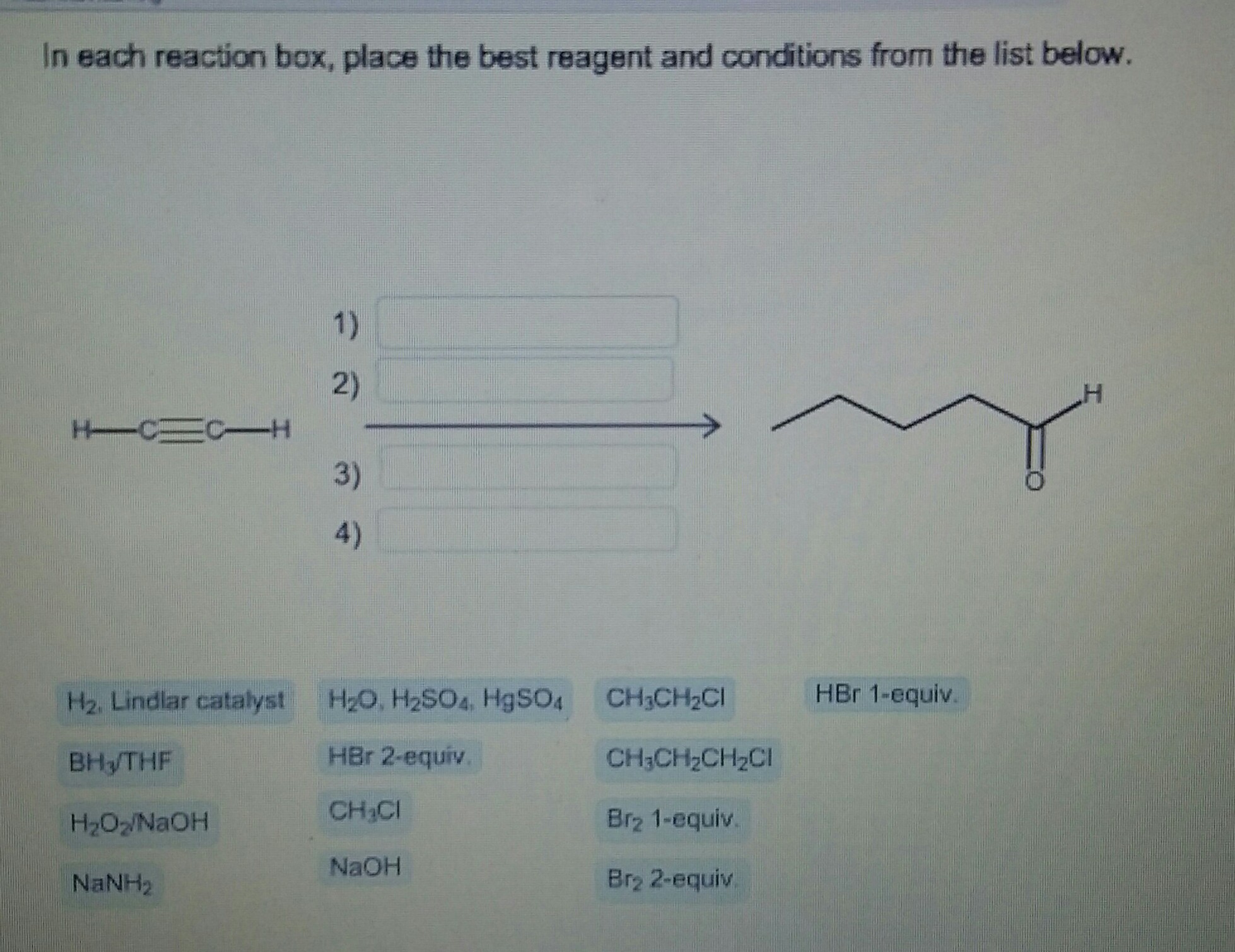 Solved In each reaction box, place the best reagent and | Chegg.com