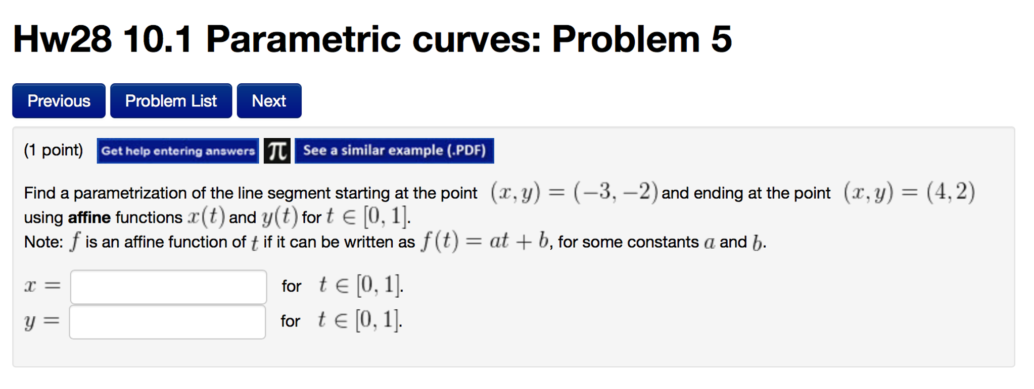 Solved Find A Parameterization Of The Line Segment Starting