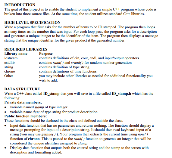 Solved The goal of this project is to enable the student to | Chegg.com
