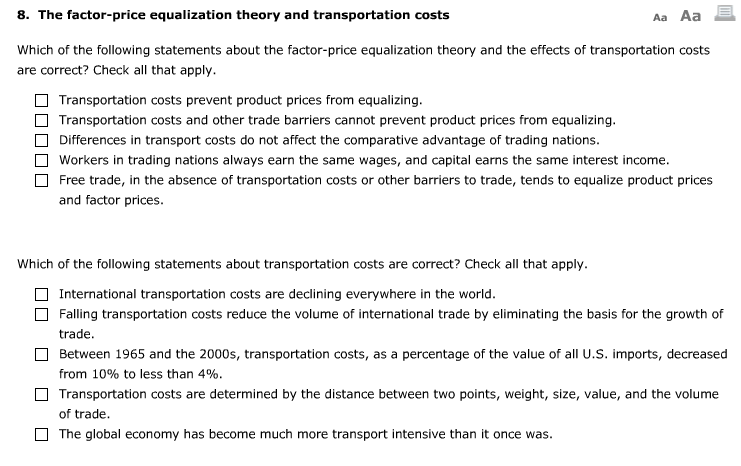 Solved The factor-price equalization theory and | Chegg.com