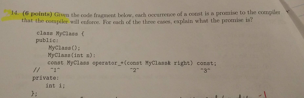 Solved 14. (6 points) Given the code fragment below, each | Chegg.com