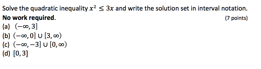 Solved Solve the quadratic inequality x^2 less than or equal | Chegg.com