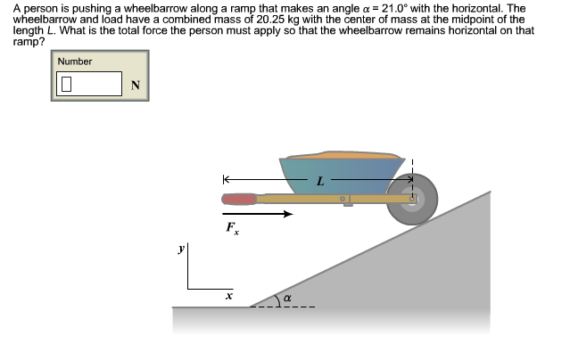 Solved A person is pushing a wheelbarrow along a ramp that | Chegg.com