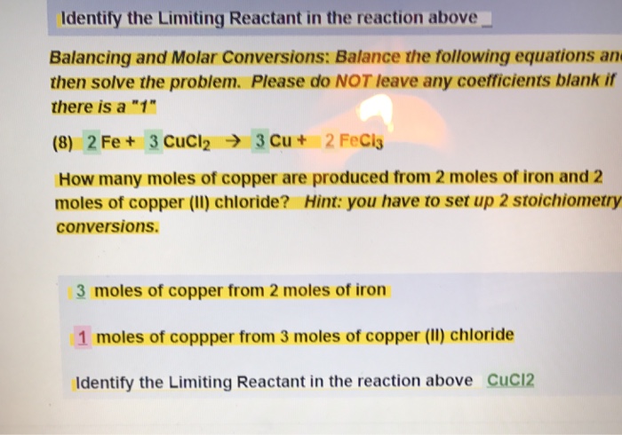 Solved Identify the Limiting Reactant in the reaction above | Chegg.com