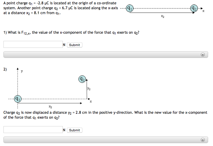 Solved A point charge q1 2.8 HC is located at the origin of | Chegg.com