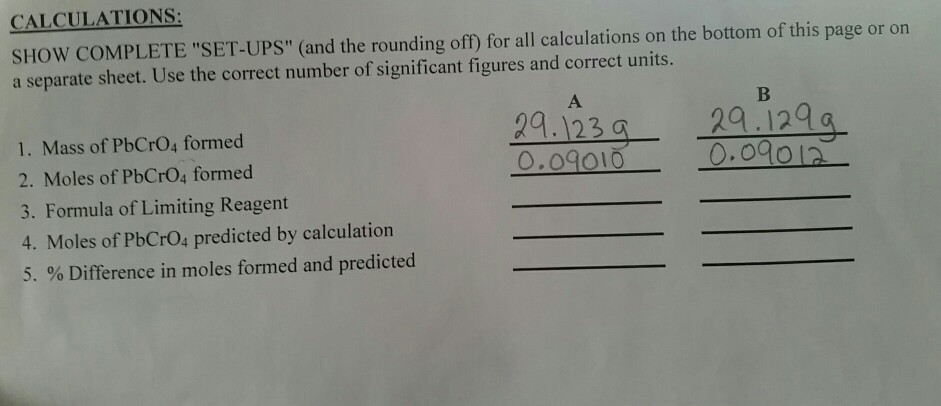 RECORD ALL DATA IN INK using the correct number of | Chegg.com