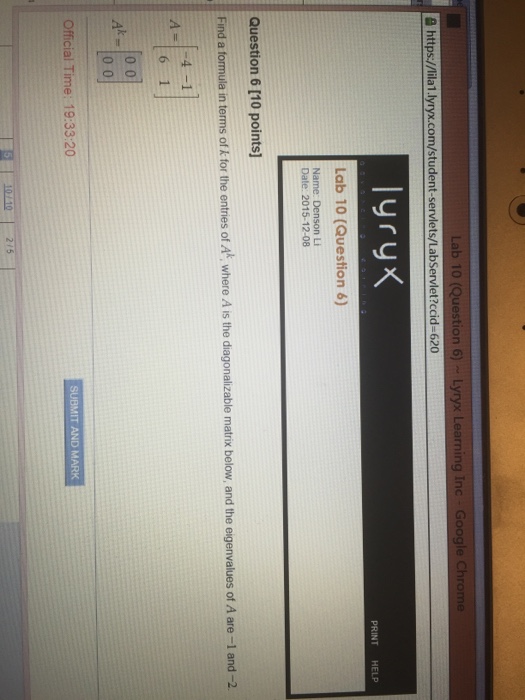 Solved Lab 10 (Question 6) -Lyryx Learning Inc- Google | Chegg.com