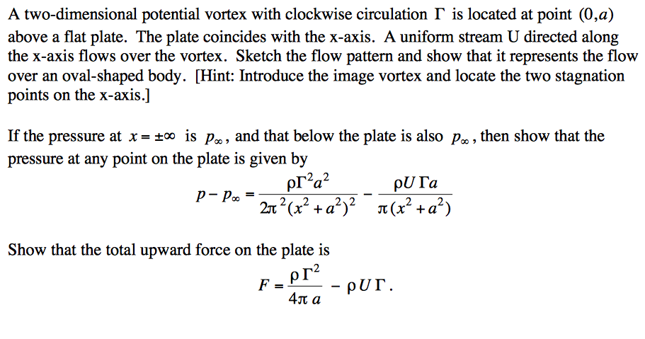 Solved A two-dimensional potential vortex with clockwise | Chegg.com