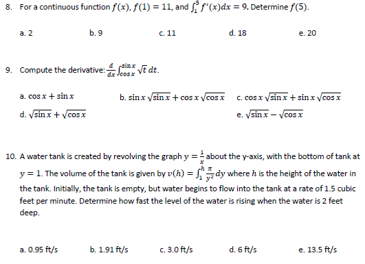 Solved Hi, I have some practice AP Calc problems. Could you | Chegg.com