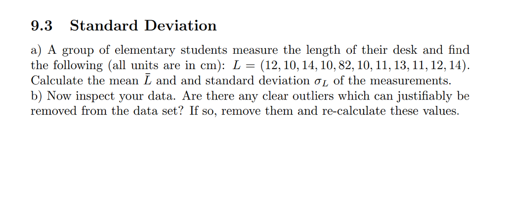 Solved 9.3 Standard Deviation a) A group of elementary | Chegg.com
