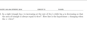 Solved In A Right Triangle Leg X Is Increasing At The Rate Chegg