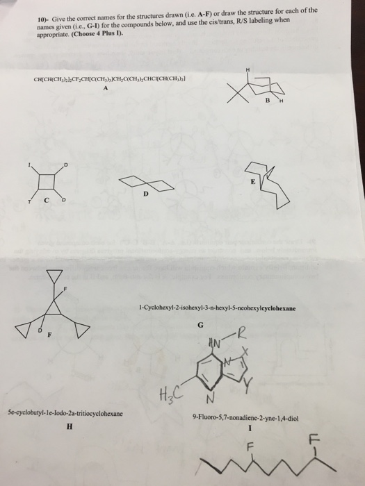 Solved Give the correct names for the structures drawn (i,e. | Chegg.com