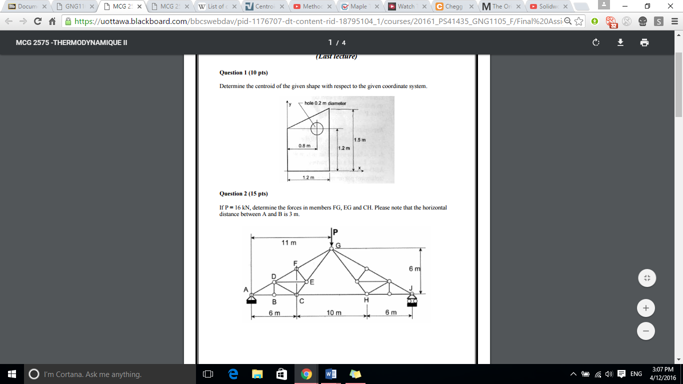 Solved Determine the centroid of the given shape with | Chegg.com