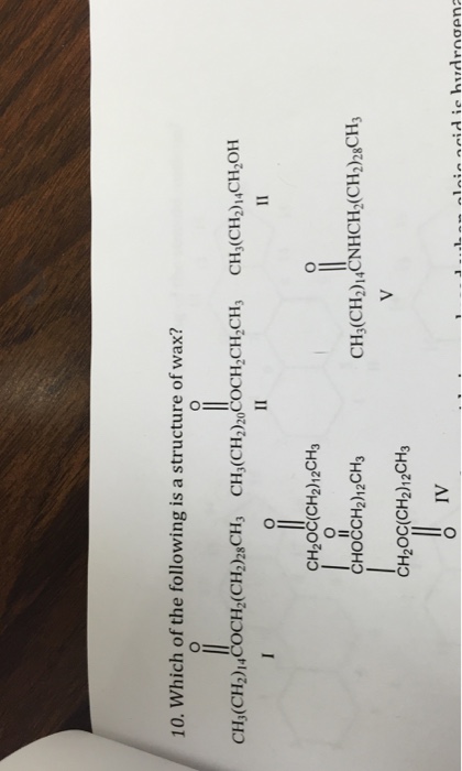 Solved Which of the following is a structure of wax? | Chegg.com