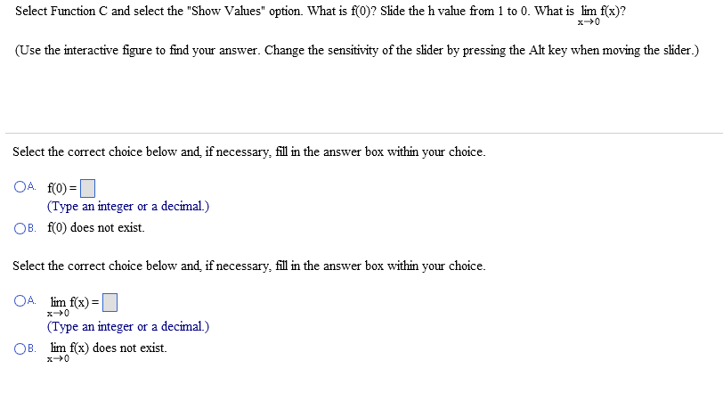 Solved Select Function C and select the ?Show Values? | Chegg.com