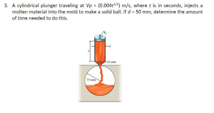 Solved A cylindrical plunger traveling at Vp (0.004t12) m/s, | Chegg.com
