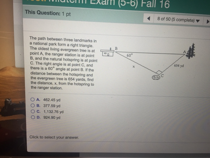 Solved The path between three landmarks in a national park | Chegg.com