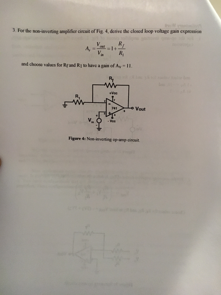 Solved 3 For The Non Inverting Amplifier Circuit Of Fig 4 0379