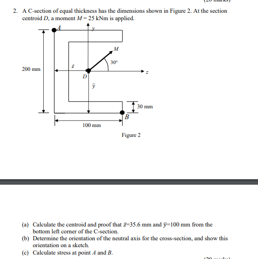 Solved 2. A C-section of equal thickness has the dimensions | Chegg.com