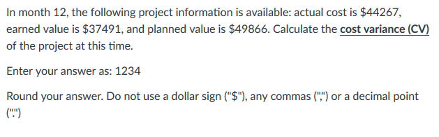 Solved In month 12, the following project information is | Chegg.com
