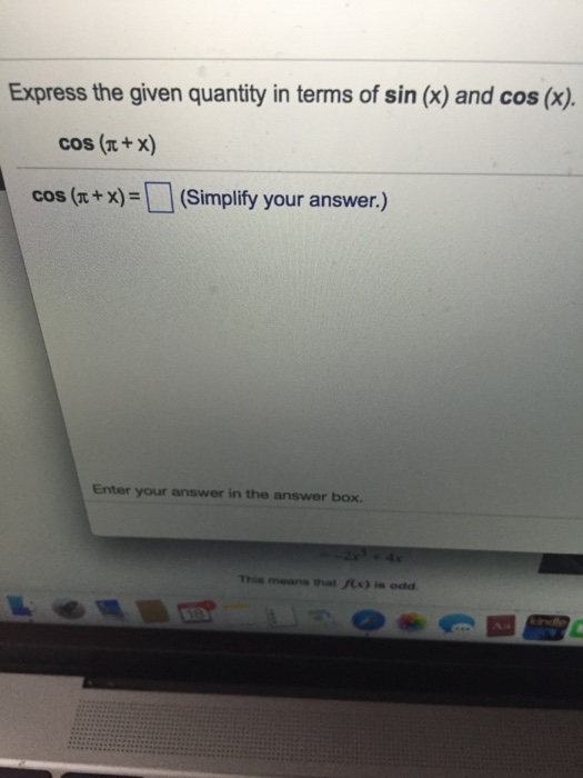 Solved Express the given quantity in terms of sin (x) and | Chegg.com
