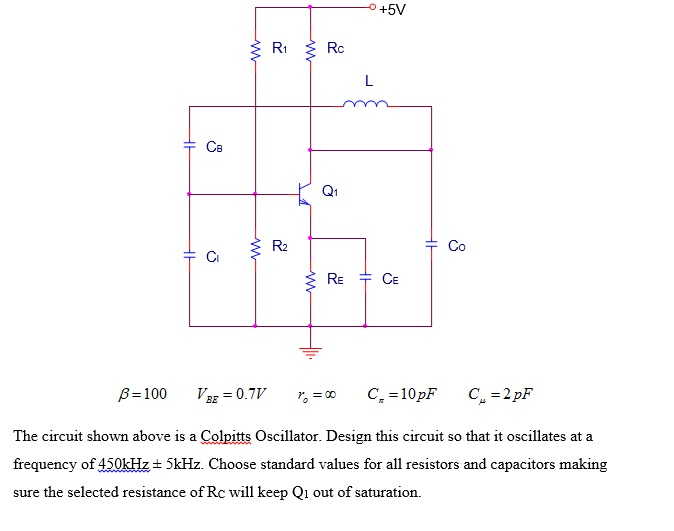 Solved The circuit shown above is a Colpitts Oscillator. | Chegg.com
