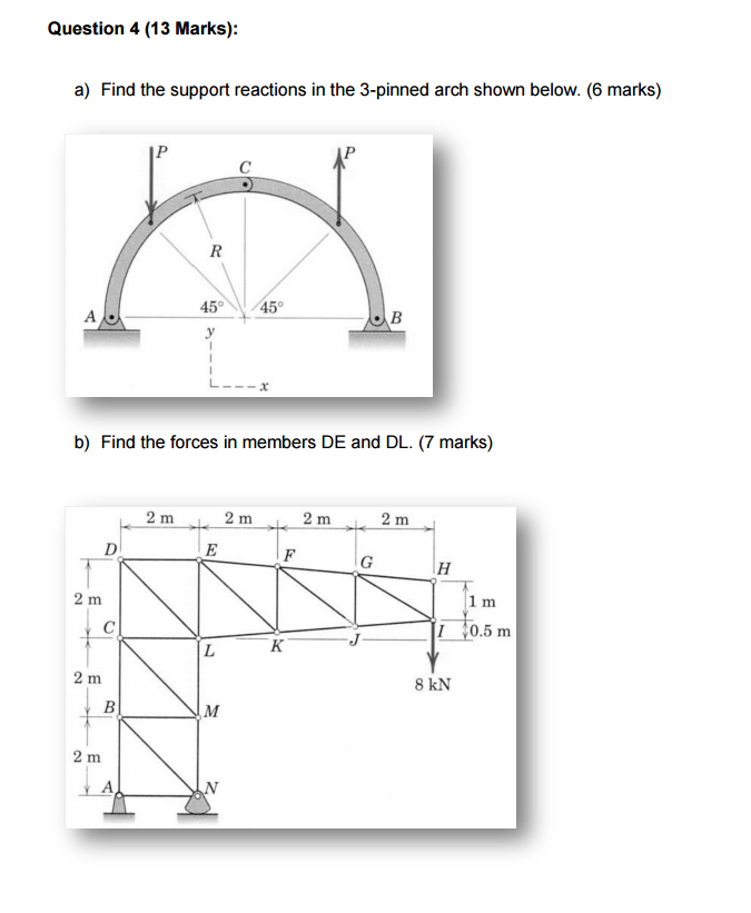Solved Find the support reactions in the 3-pinned arch shown | Chegg.com