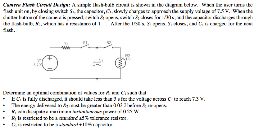 Solved Camera Flash Circuit Design: A simple flash-bulb | Chegg.com
