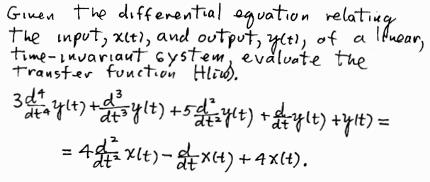 Solved Given The Differential Equation Relating The Input 