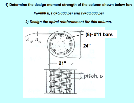 Solved 1) Determine the design moment strength of the column | Chegg.com