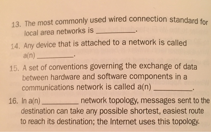 Solved The most commonly used wired connection standard for | Chegg.com