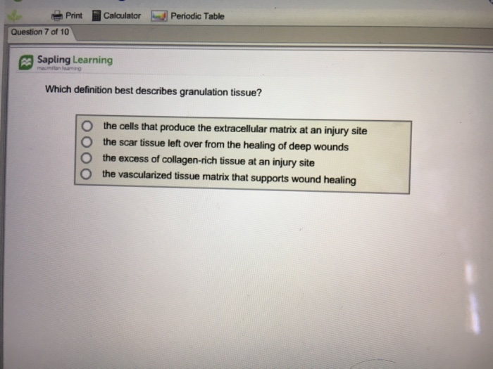 Solved Which definition best describes granulation tissue? | Chegg.com