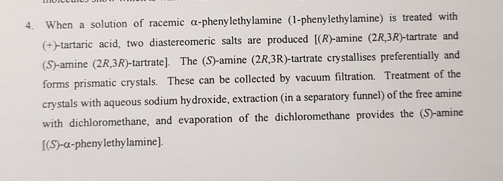 Solved 4. Whe n a solution of racemic a-phenylethylamine | Chegg.com