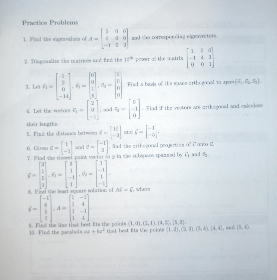 Solved Find the eigenvalues of A=[5 0 -1 0 0 0 0 0 3] and | Chegg.com