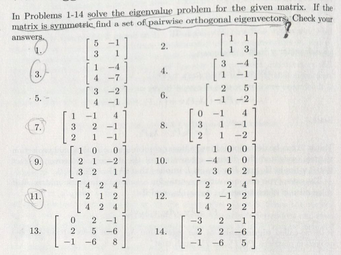 Solved Solve the eigenvalue problem for the given matrix. If | Chegg.com