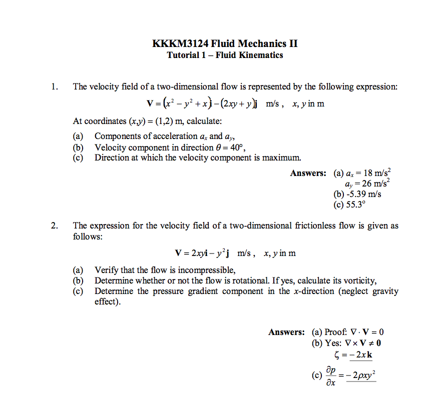 Solved The velocity field of a two-dimensional flow is | Chegg.com