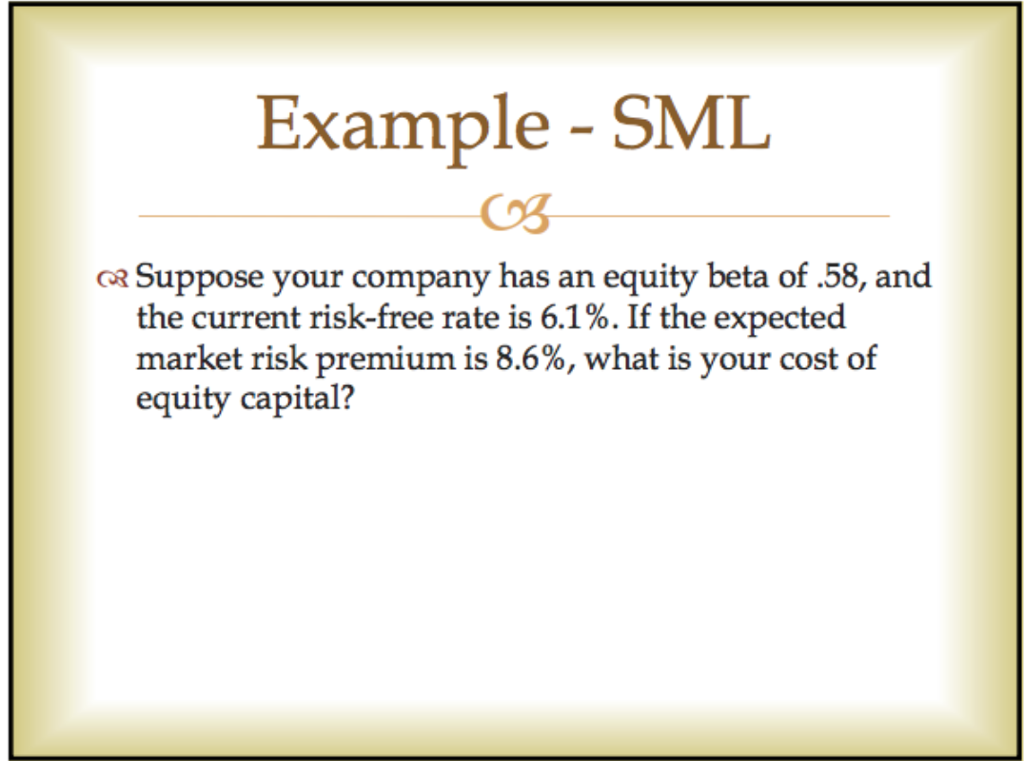 Solved Example -SML oR Suppose your company has an equity | Chegg.com