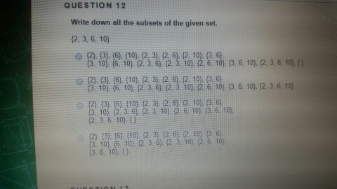 Solved Write down all the subsets of the given set. {2, 3, | Chegg.com
