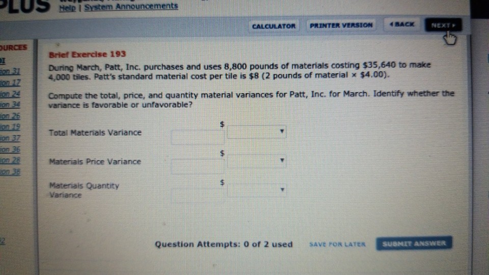 Solved nouncements Help I S CALCULATOR PRINTER VERSION 4 | Chegg.com