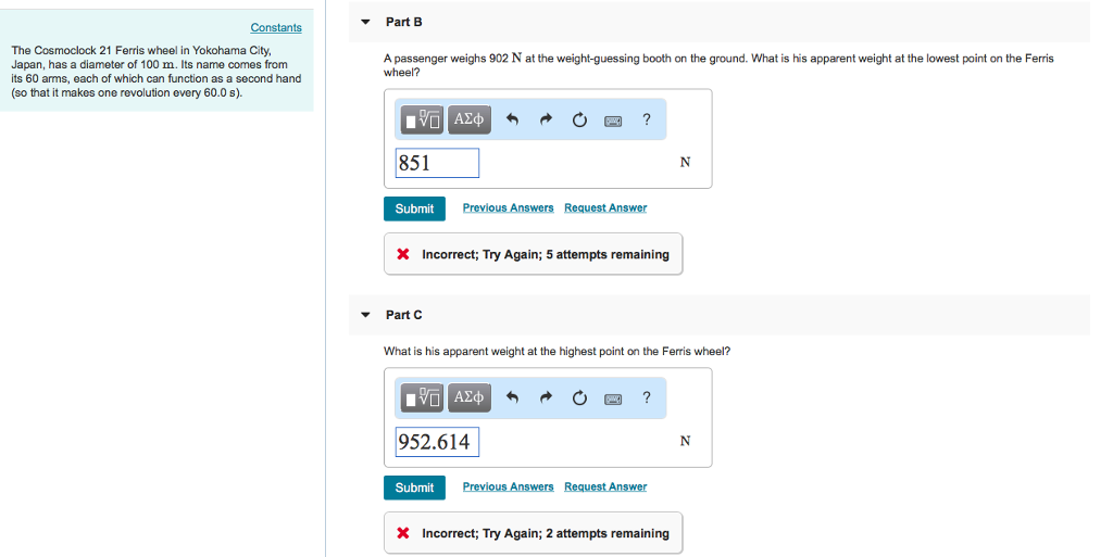 Solved Part B Constants The Cosmoclock 21 Ferris wheel in | Chegg.com Solved Part B Constants The Cosmoclock 21 Ferris wheel in | Chegg.com