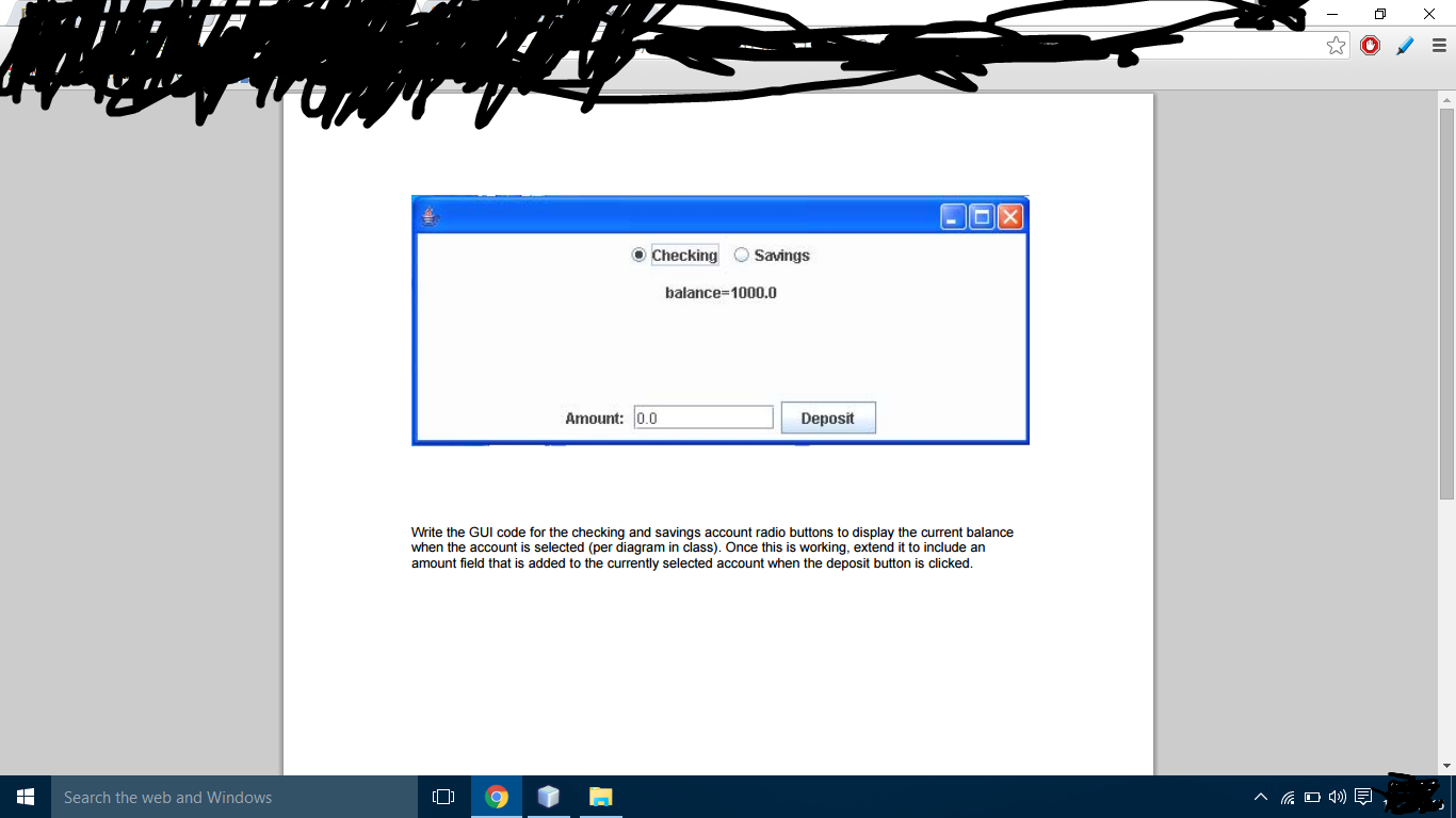 Write the GUI code for the checking and savings | Chegg.com