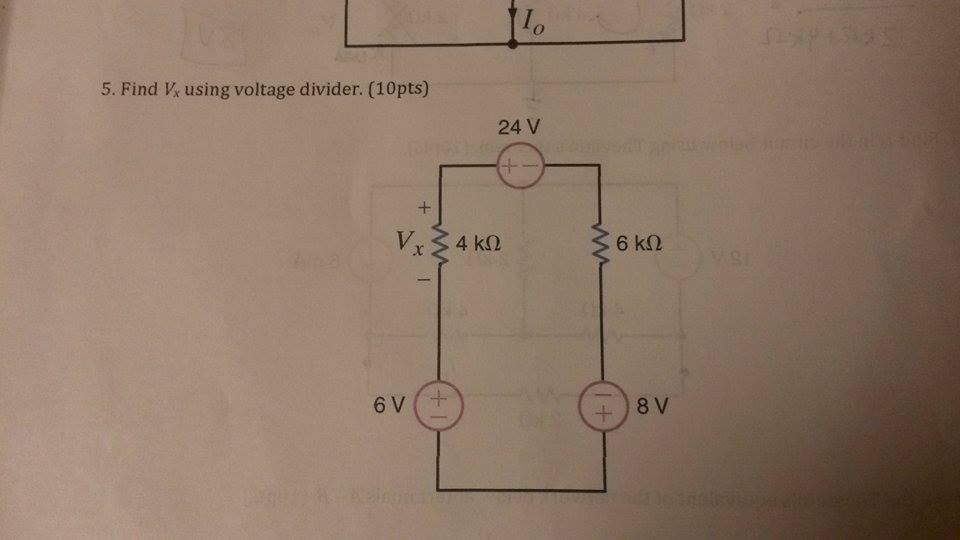 Solved Find Vx using voltage divider. | Chegg.com