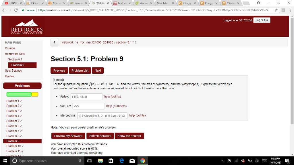 Algebra Archive | October 04, 2017 | Chegg.com