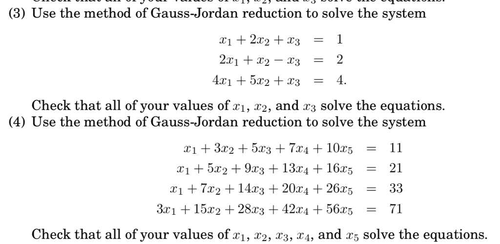 Solved (3) Use the method of Gauss-Jordan reduction to solve | Chegg.com